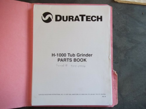 DURATECH H-1000 TUB GRINDER PARTS BOOK SERIAL NUMBER 9002946 | eBay