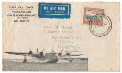 1940 New Zealand Trans-Tasman Air Service Cover FDC | eBay