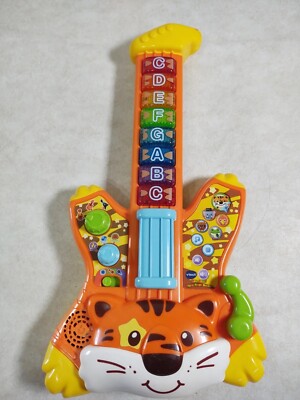 Vtech Zoo Jams Tiger Rock Guitar Electronic Lights Sounds Battery Pre ...