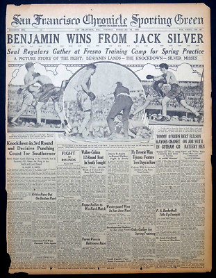 1925 Sports Page - Joe Benjamin Wins 10 Round Fight Against Jack Silver ...