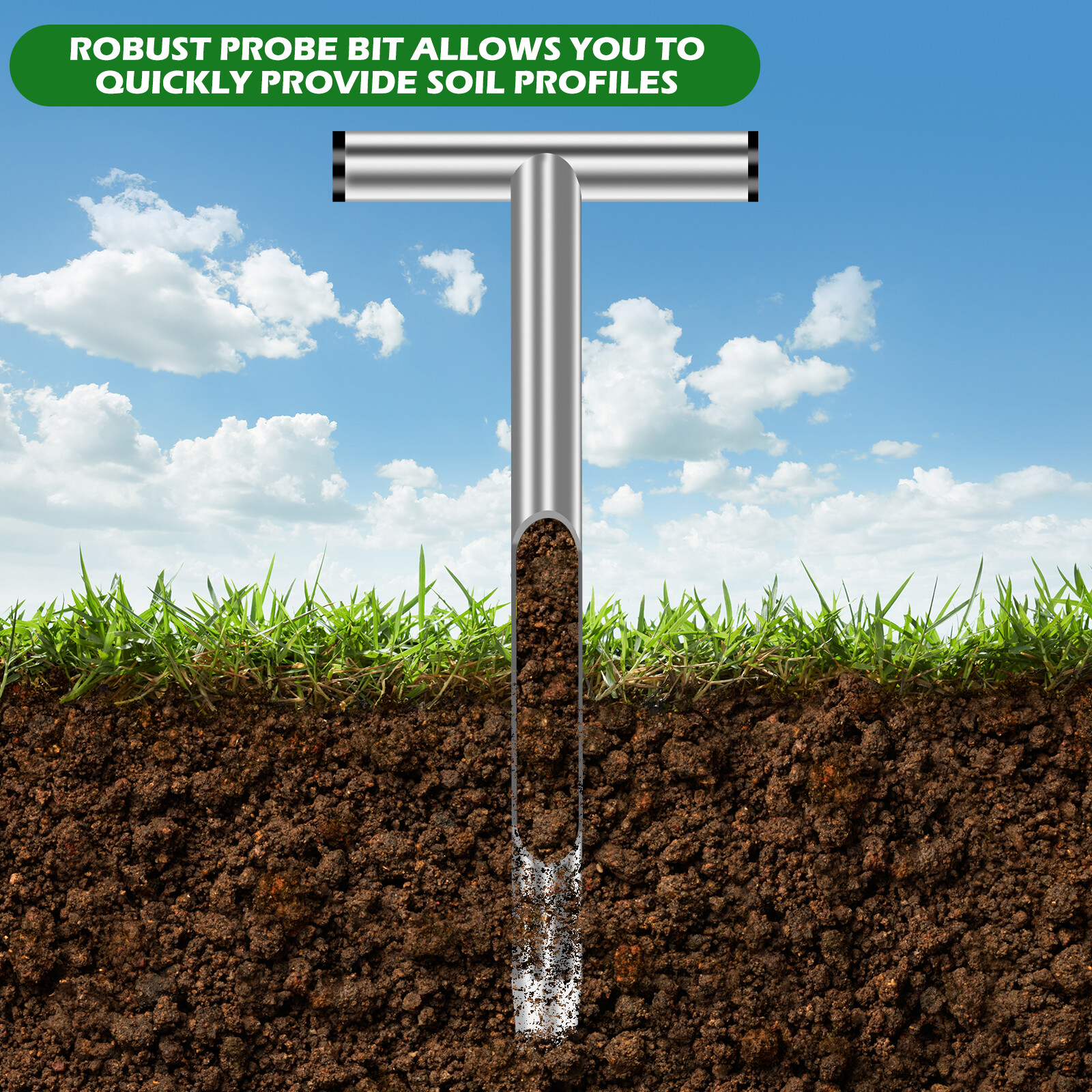 Soil Probe 304 Stainless Steel Soil Sampler with 2 Reusable Sample Bags ...