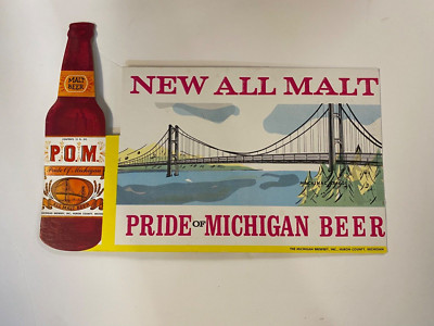 Original Sebewaing Brewing Co Beer Cardboard Sign "POM Pride of ...