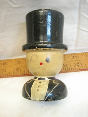 Vintage Wood Character Bank Top Hat Man Monocle Tux Jiggs | eBay