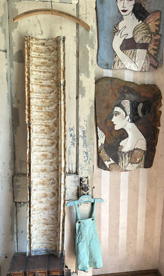 ANTIQUE old store TIN CEILING TILE CROWN MOLDING 49” DISPLAY Reclaim ...