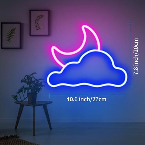 Neon Sign - Cloud and Moon Led Neon Light, Neon Lights Sign for Wall ...