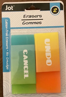 Erasers - "UNDO" & "CANCEL" 3.75" Funny & Colorful by Jot Pack Of 2 | eBay