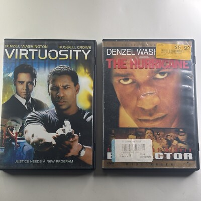 Virtuosity (DVD, 1995) & The Hurricane (DVD 2000) Denzel Washington Lot ...