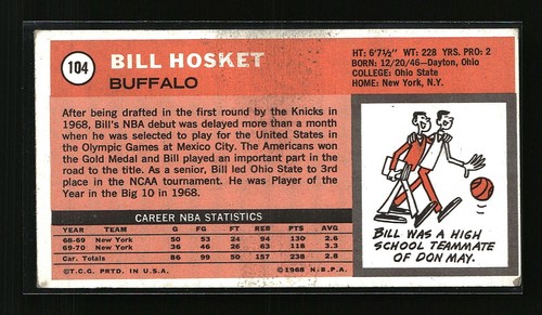1970-71 Topps BASKETBALL Bill Hosket #104 Rookie RC | eBay