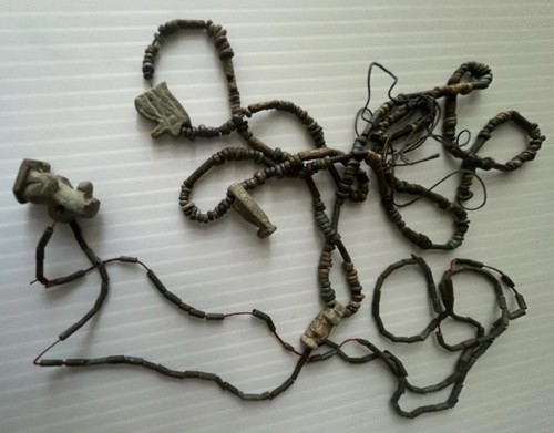 Amulets Udijat Khnum Baba FAIENCE BEAD ANCIENT Egyptian entire strands ...