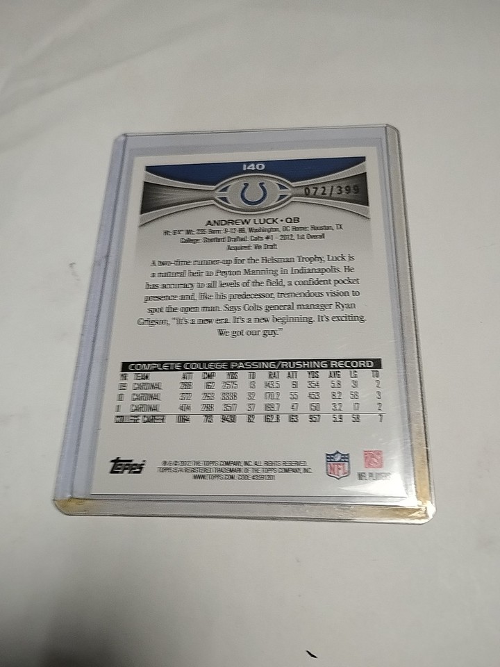 2012 Topps - Andrew Luck #140 Ball Partly Out of Frame (RC) | eBay