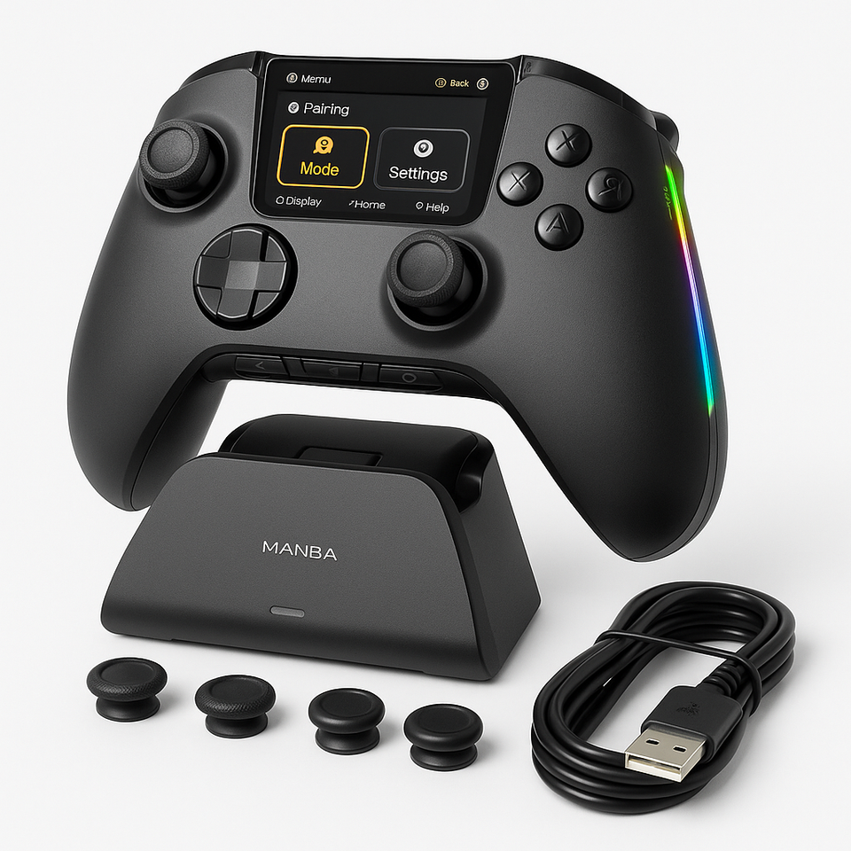 MANBA ONE Wireless Pro Controller w/ Charging Dock & Extra Thumbsticks ...