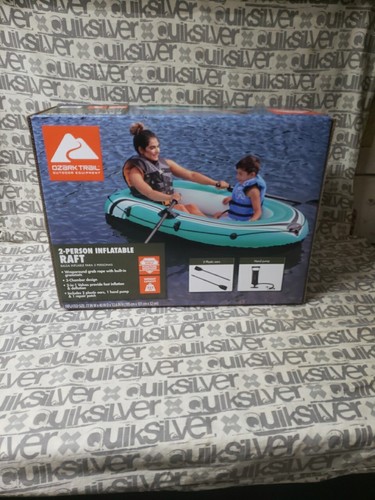 Ozark Trail 2-Person Inflatable Raft Boat & Oars (77"W x 40" D x 12.6 ...