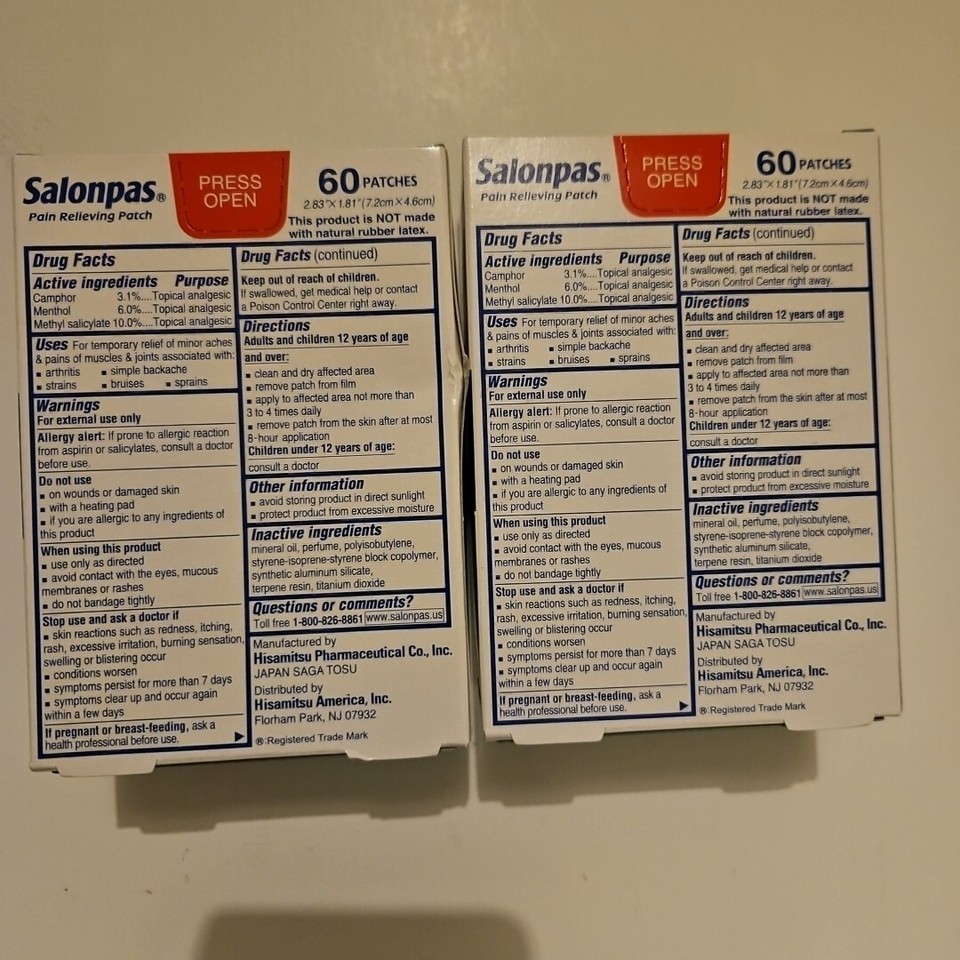 Salonpas Pain Relieving Patch 60ct X2 Exp 2027+ 346581110609| eBay