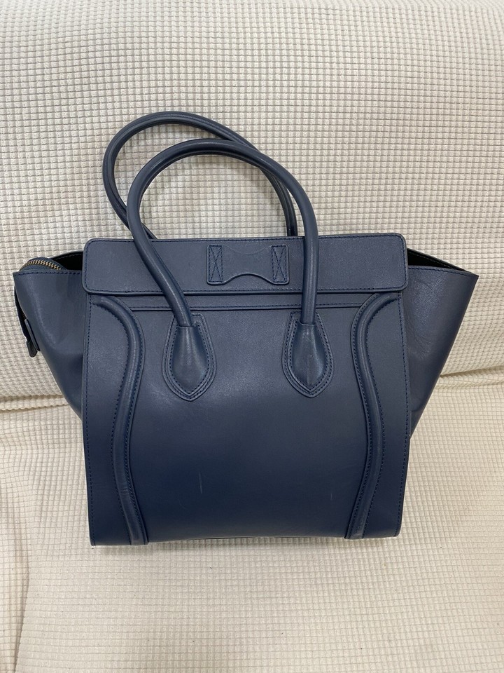 CELINE Blue NanoLuggage Handbag Leather Made In Italy U-P-A -0120 $3300 ...