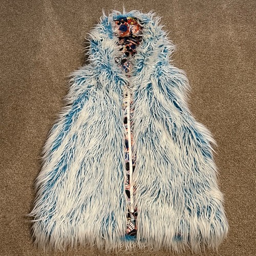 Mens Dj Performance Party Festival Burning Man Vest Hooded Faux Fur ...