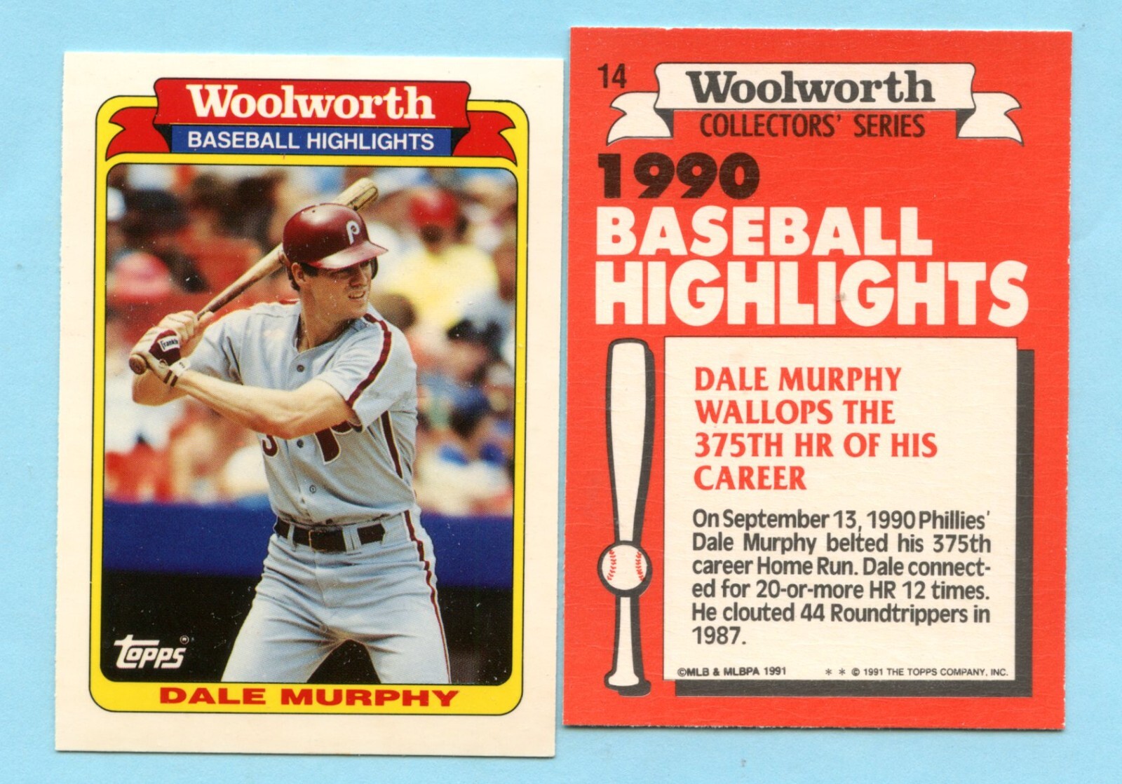 1990 Woolworth Baseball Highlights #14 Dale Murphy Box 736 | eBay