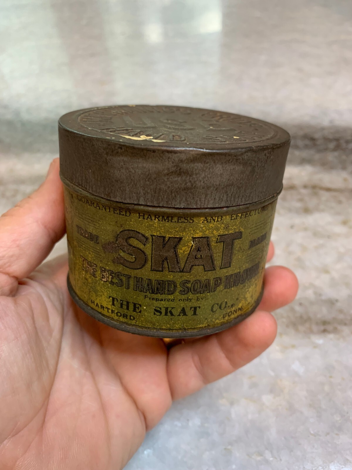 Antique Early Hand Soap Tin "Skat" & "Mechanic's Pride" Lid Hartford ...