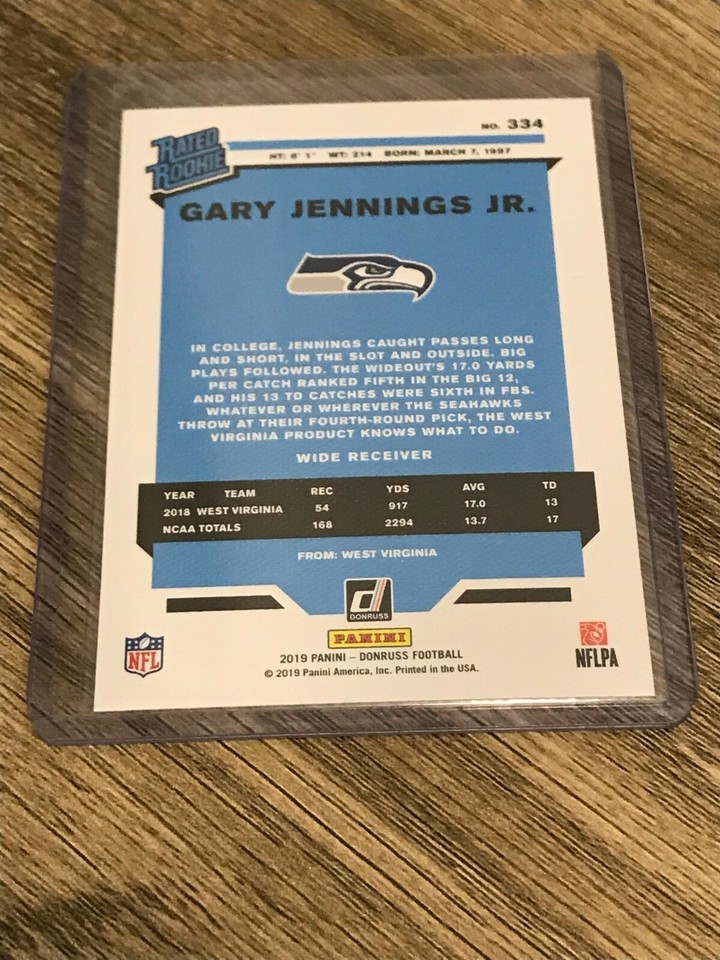 Gary Jennings Jr. 2019 Panini Donruss Canvas Seattle Seahawks Card #334 ...