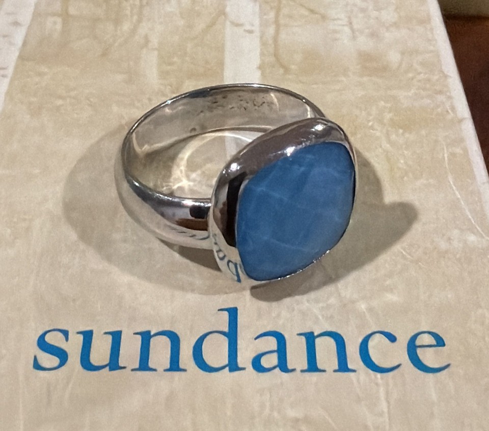 New Sundance Catalog Faceted Square Turquoise Sterling Silver Ring Size ...