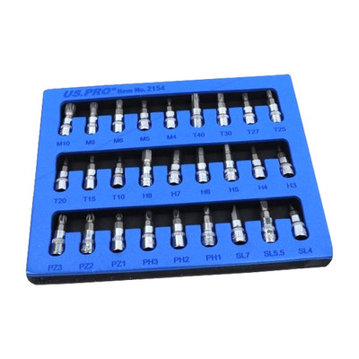 US PRO Hex Star Spline Screwdriver Bit Socket Set 1/4 Drive 27pc 2154 ...