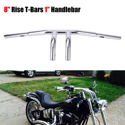 Motorcycle Fat 1'' Chrome 8" Rise Pullback T-Bars Handlebars Drag For ...