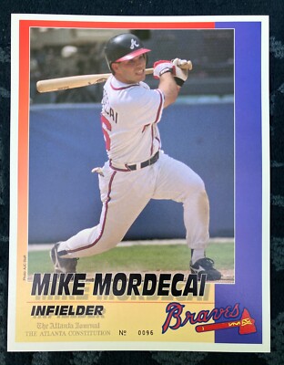 Mike Mordecai Atlanta Braves Poster Card 1995 Rare AJC Limited Ed 8 ...