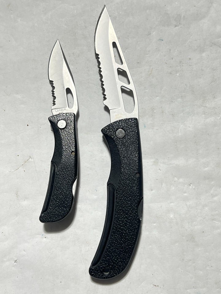 Lot of 2 Gerber USA EZ Out Pocket knives Serrated Blade - 425 ...