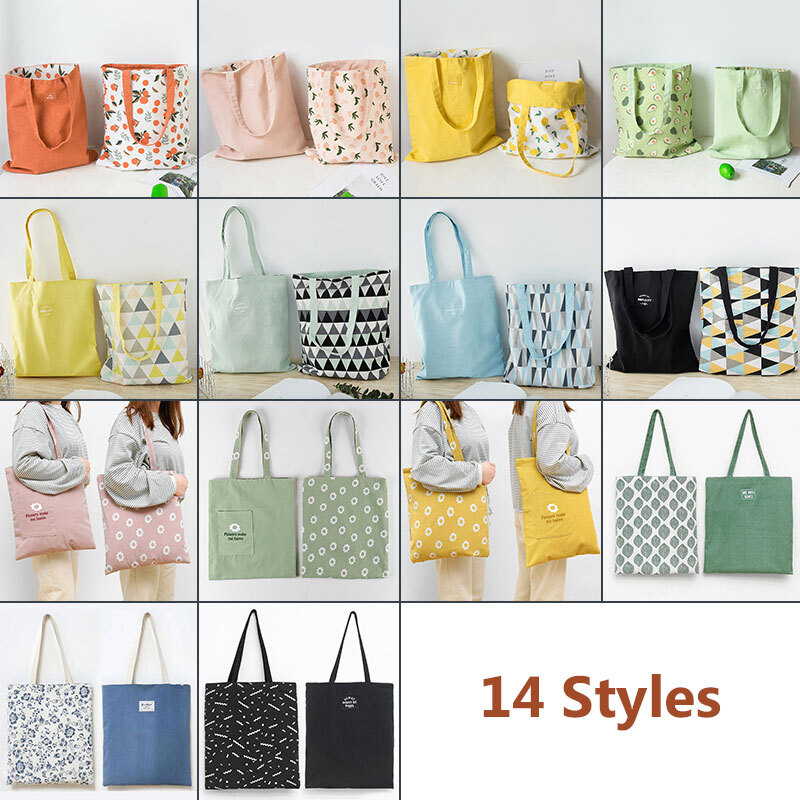 Women's Large Canvas Handbag Double Sided Shopping Bag Sundry Storage ...