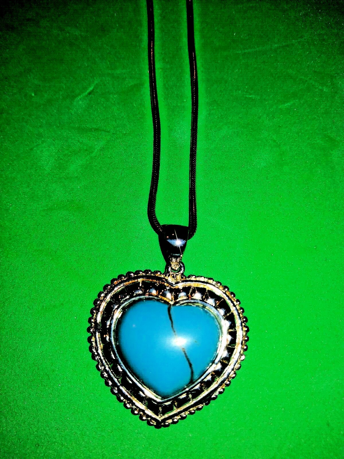 VTG LENOX STERLING SILVER 925 TURQUOUSE HEART 925 PENDANT CHAIN 20 ...