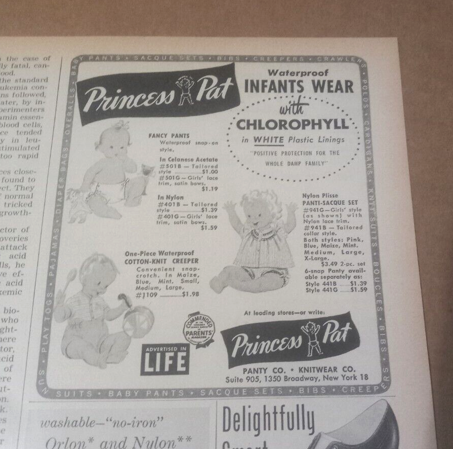 1953 print ad -Princess Pat diaper baby pants panty creepers Vintage ...