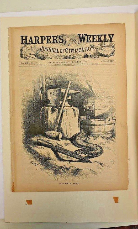 Thomas Nast Harper's Weekly Political Cartoon Lithograph Newspaper 1874 ...