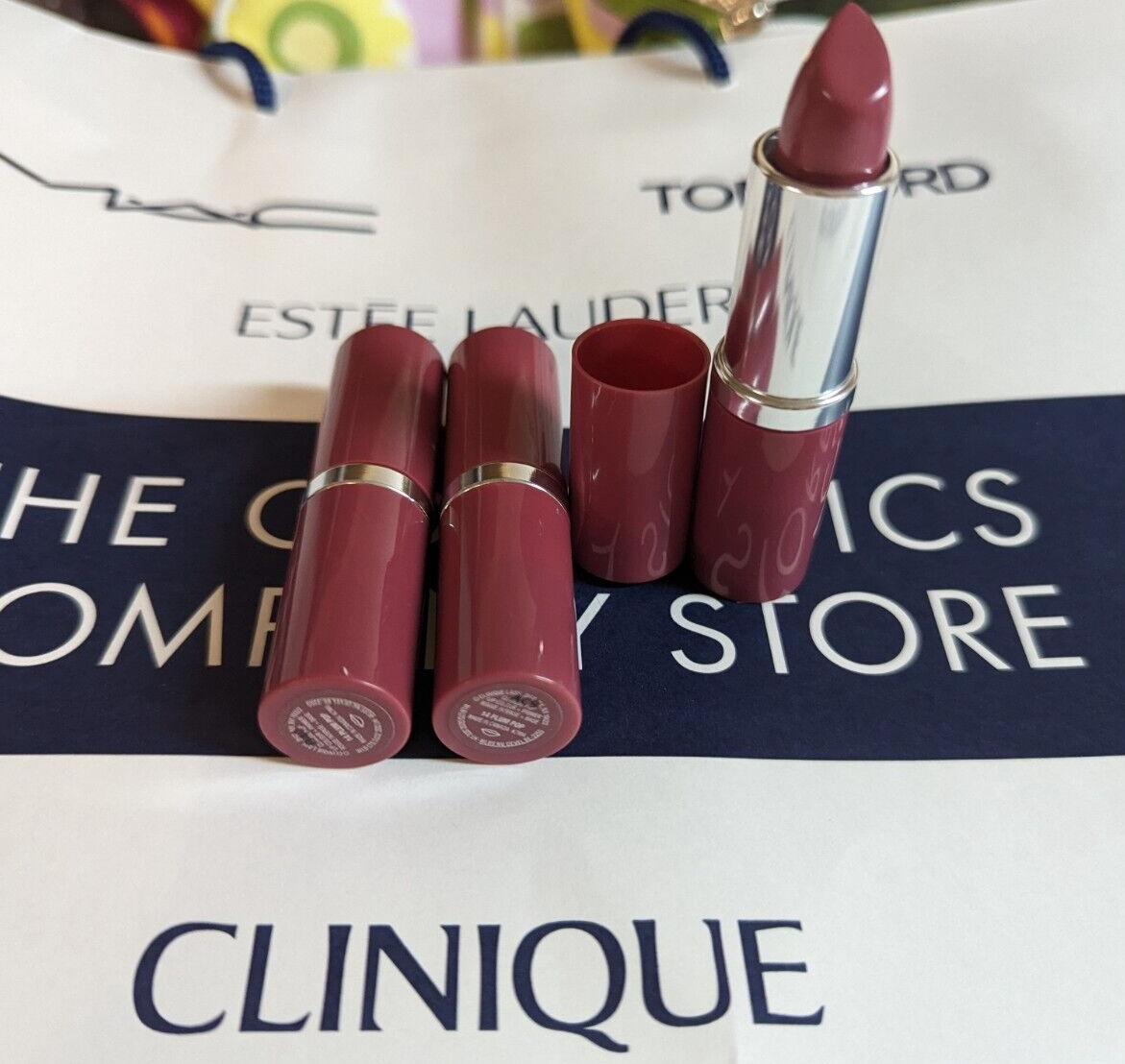Lot of 3 Clinique Pop Lip Color +Primer Base Lipstick 14 Plum Pop Full ...