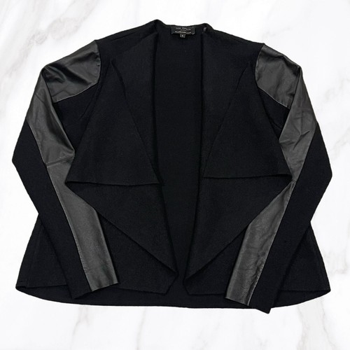 Ted Baker Women's Black Gaeton Wool & Leather Wrap Jacket, Size 4 | eBay