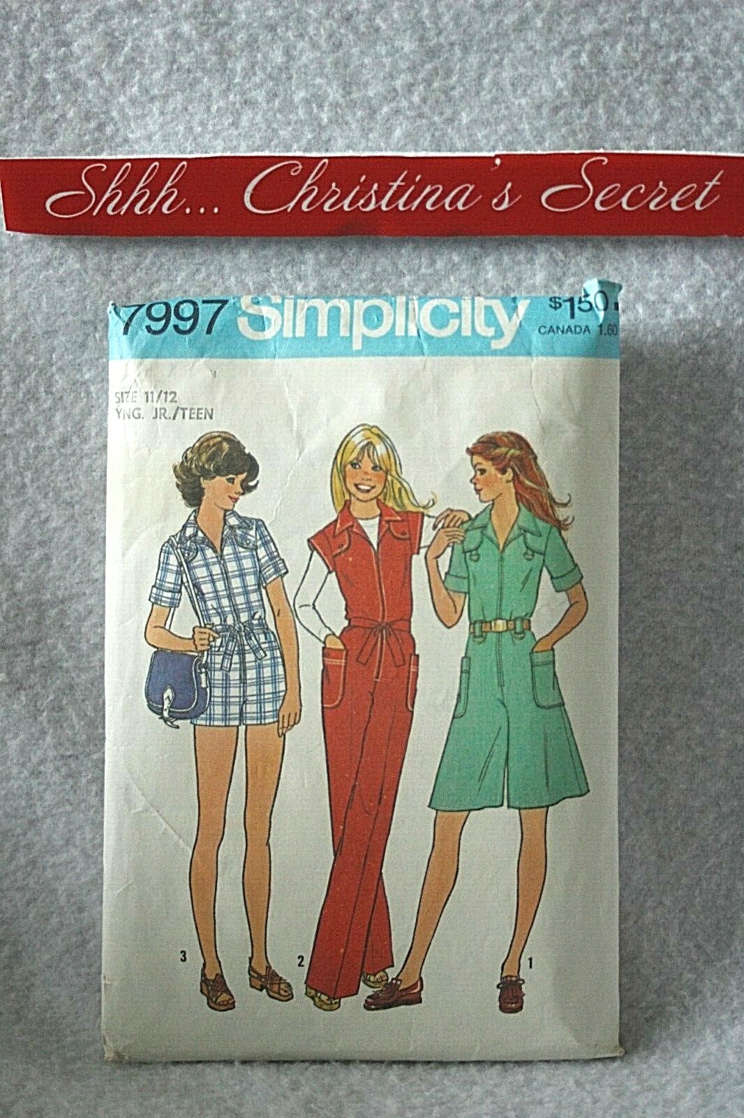 VINTAGE 1970s SIMPLICITY 7997 Sewing Pattern Jumpsuit Gaucho Dress 11 ...