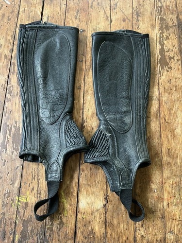 Horse Riding Half Chaps - Leather - Black - C13/L14 | eBay.de