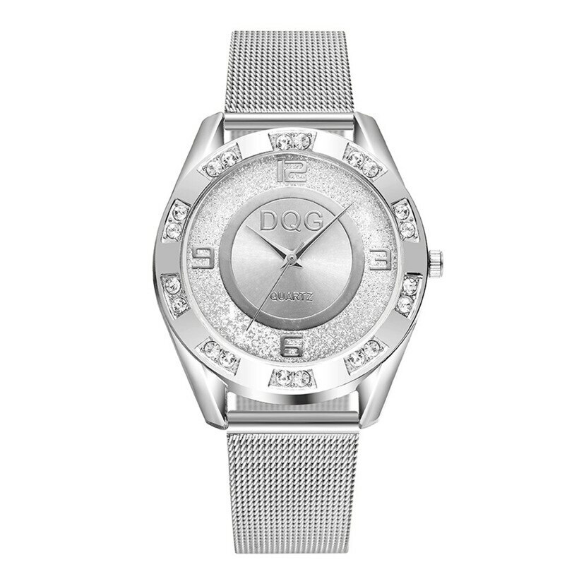 DQG GOLD SILVER Fashion Ladies Girls Watches Women Crystals Bling Mesh ...