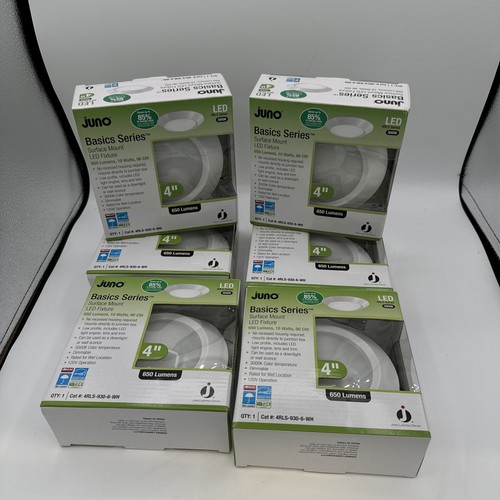 Lot 6 Lights Juno 3000K 4" Basic Series Surface Mount LED 650 Lumens ...
