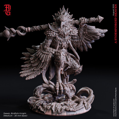 Bird Folk Paladin Knight Resin Miniature 28mm 32mm Dungeon Dragons D&D ...