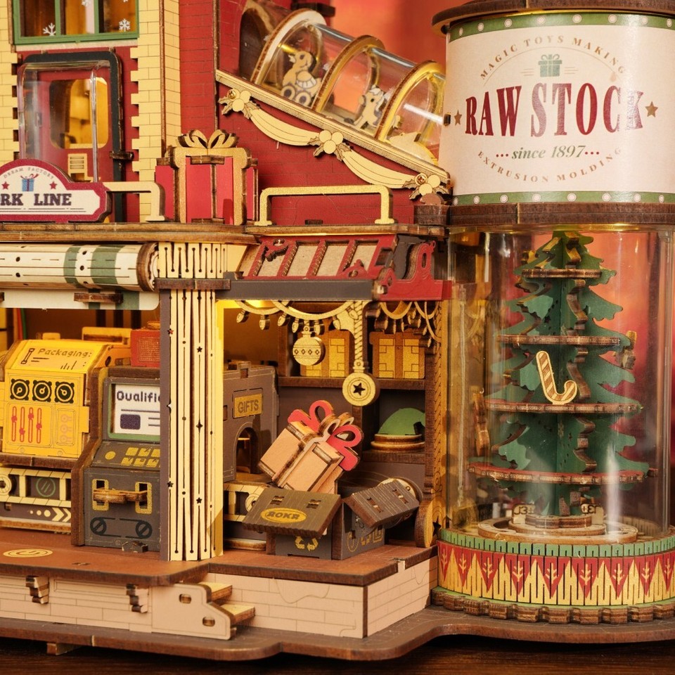ROKR Christmas Dream Gift Factory Wooden Music Box Building Toys Kids ...