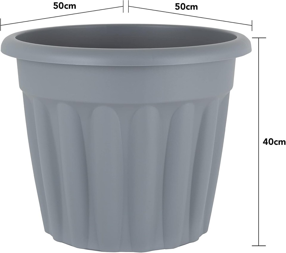 42 Litre Extra Large Grey Plant Pot Outdoor Garden Flower Tree Plastic ...