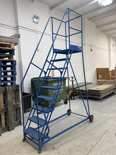9 Tread Platform Steel Mobile Safety Steps Warehouse Steps blue | eBay UK