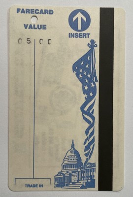Washington DC Metro Transit Subway WMATA Fare Card Paper Ticket Flag ...