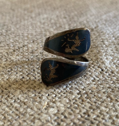 Vintage Siam Sterling Silver Niello Thai Dancer Ring | eBay