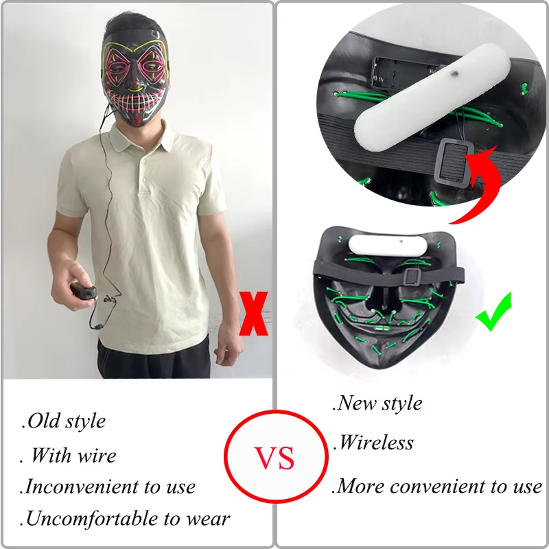 Luminous Led Purge Face Mask Glowing Masks Halloween Costume Props Neon ...