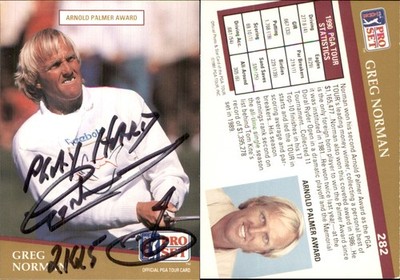 Greg Norman Signed 1991 Pro Set PGA Tour #282 Card Golf PGA Tour Auto ...
