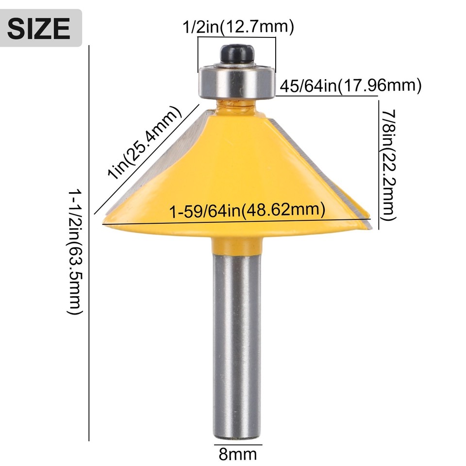 New High Quality Edging Router Bits 65mm Carbide Tipped Chamfer & Bevel ...