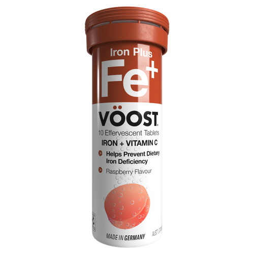 VÖOST Iron Plus 10 Effervescent Tablets - Raspberry Flavour Fe+ ...