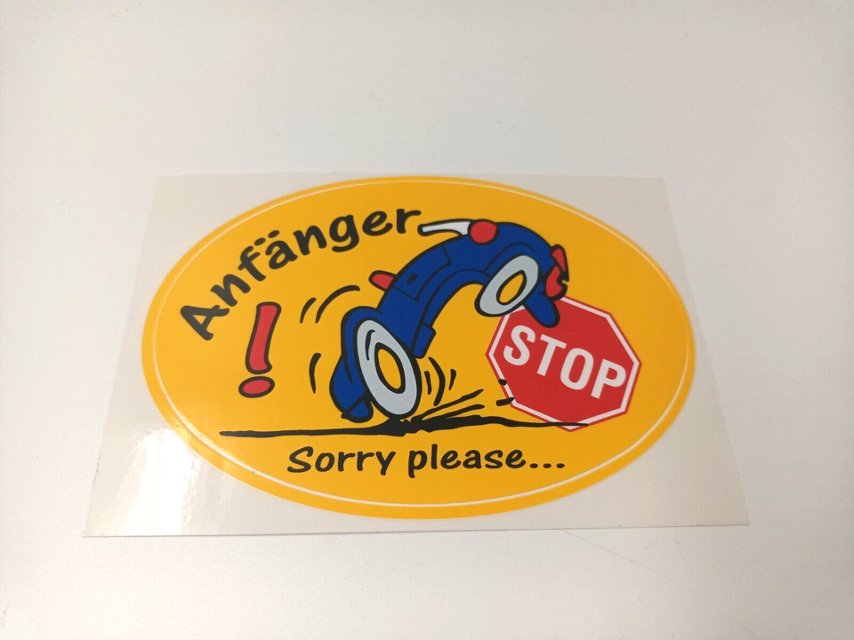 10x Aufkleber Sticker Anfänger Sorry please Auto PKW ca 13cm x 8,5cm | eBay