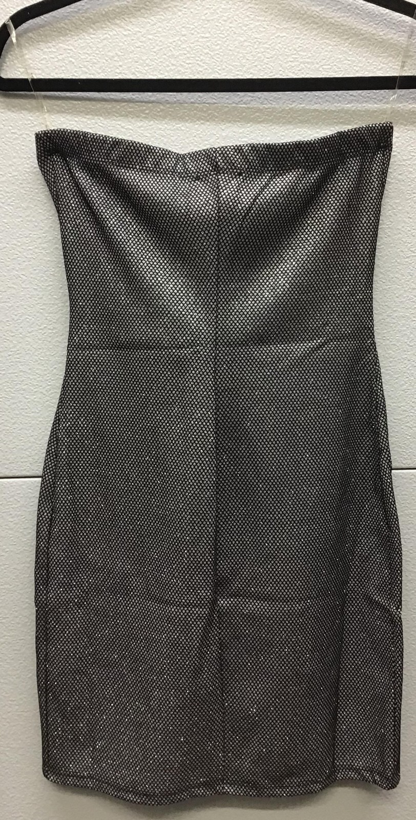 Blashe Black Silver Zip Front Tube Top Dress Medium M 26" Long 30 ...