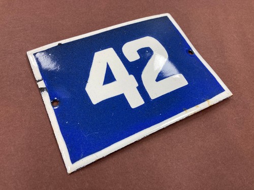 ANTIQUE VINTAGE EUROPEAN ENAMEL SIGN HOUSE NUMBER 42 DOOR GATE SIGN ...